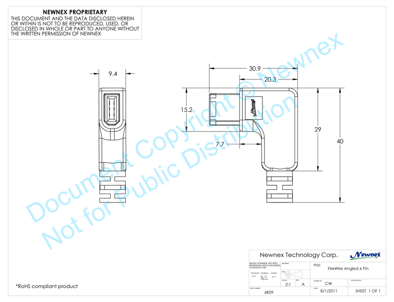 1394 FireWire Right Angle Cables | Newnex